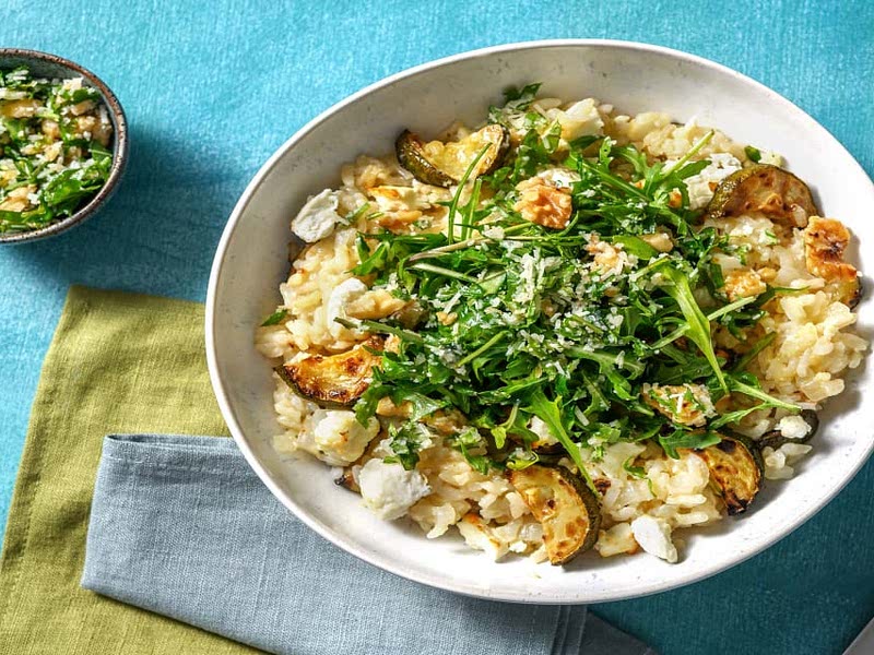 Super Cheesy Oven-Baked Tomato Risotto with Peas and Salad Recipe ...