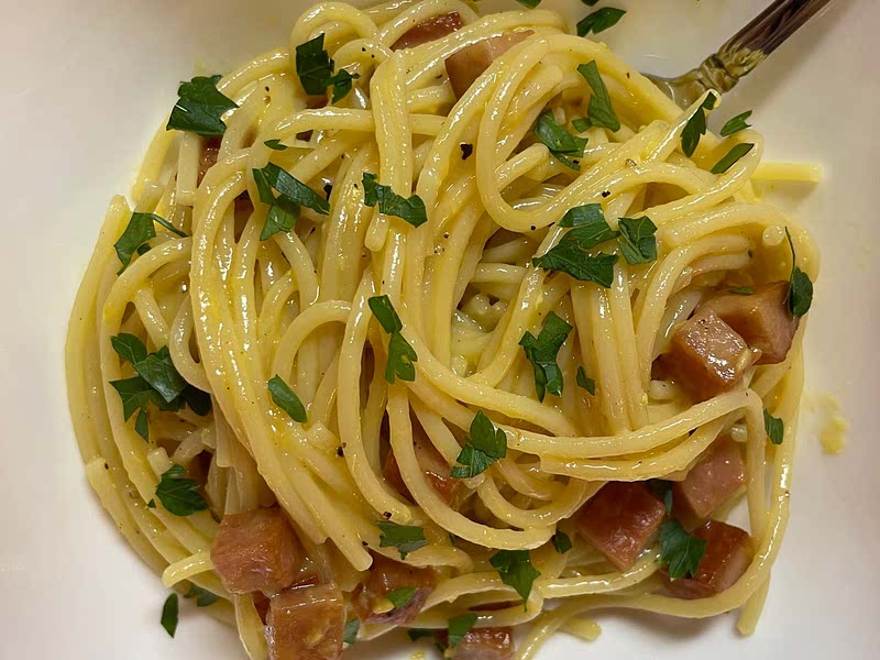 SPAM® Pasta Carbonara Recipe — Samsung Food