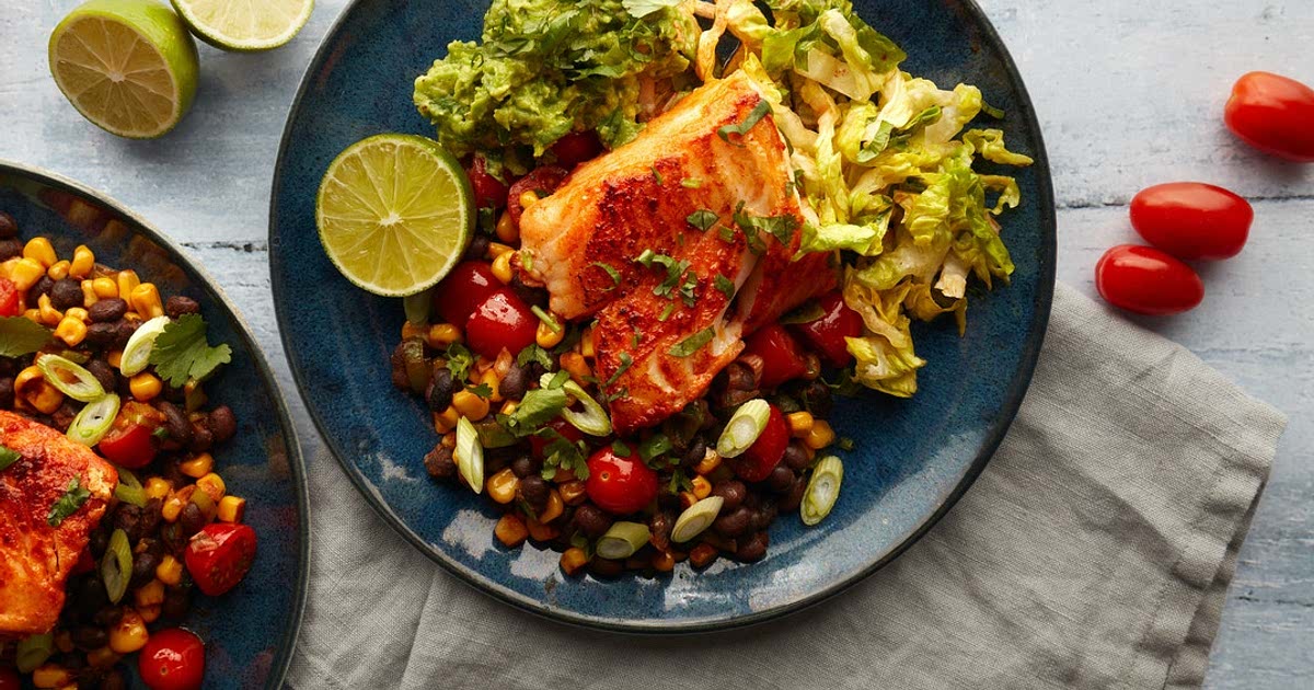 MC - Mexican cod with black beans & guacamole Recipe - Samsung Food