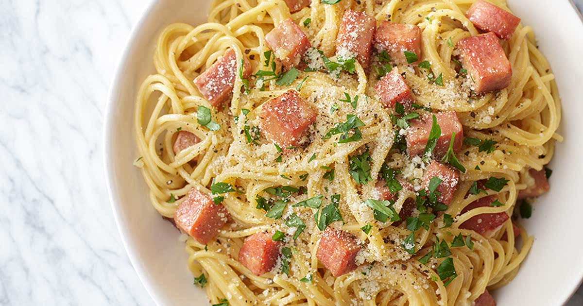SPAM® Pasta Carbonara Recipe — Samsung Food