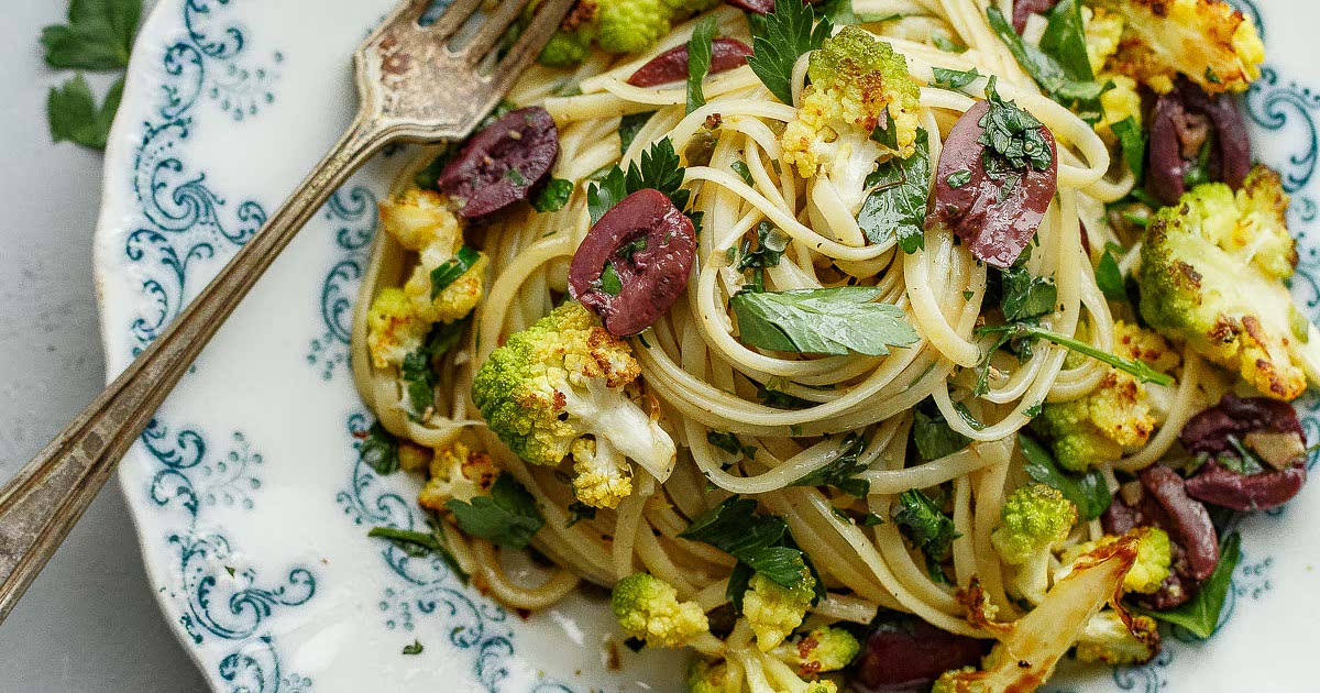 Romanesco Cauliflower Pasta with Olives, Capers, and Parsley Recipe ...