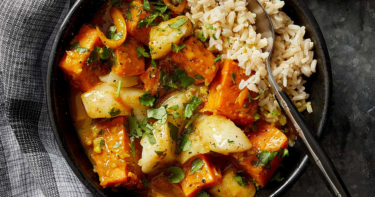 Coconut-Curry Cod Stew with Sweet Potato & Rice Recipe - Samsung Food