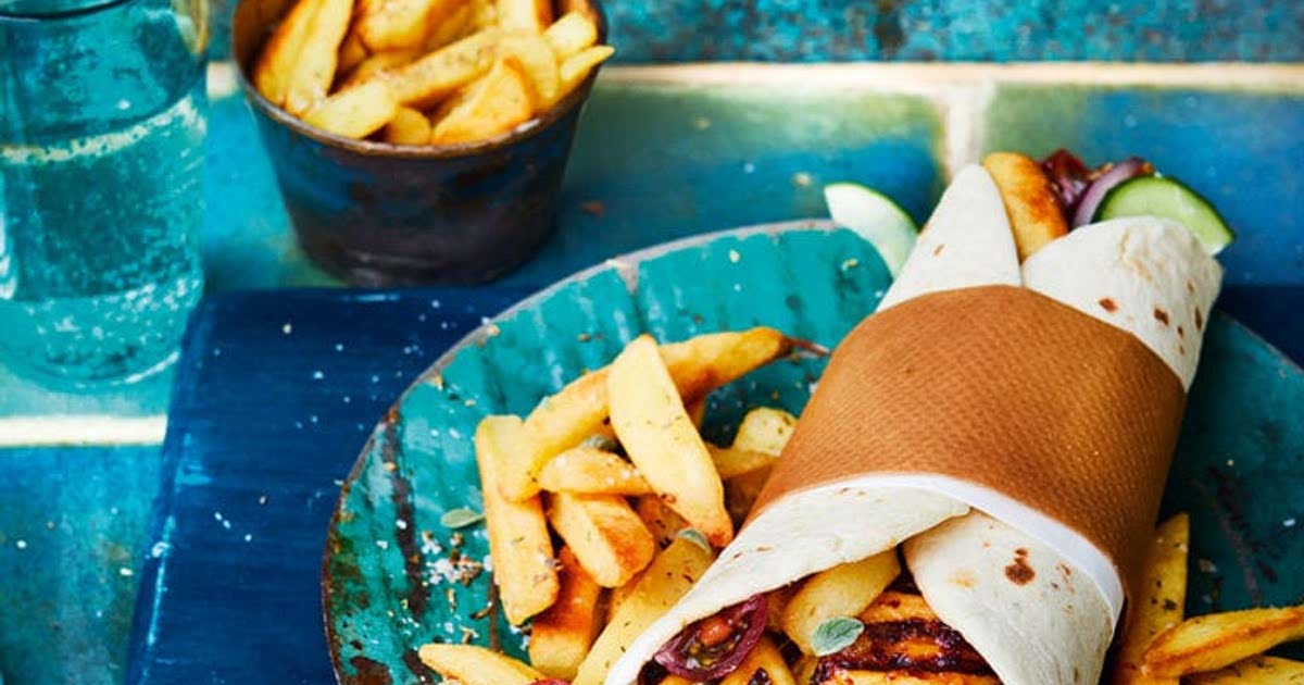 Halloumi gyros with herby chips Recipe - Samsung Food