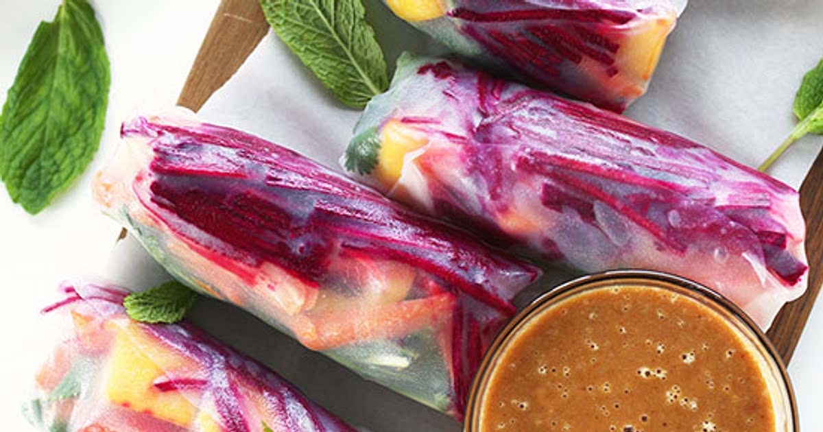 Rainbow Spring Rolls with Ginger Peanut Sauce Recipe — Samsung Food