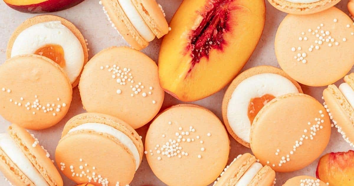 Peach Macarons with Fresh Peaches and Cream Recipe — Samsung Food