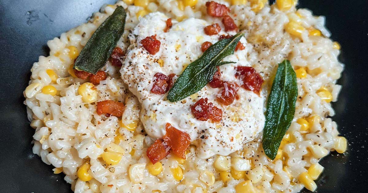 Sweet Corn Risotto with Crispy Sage, Pancetta and Burrata Recipe ...