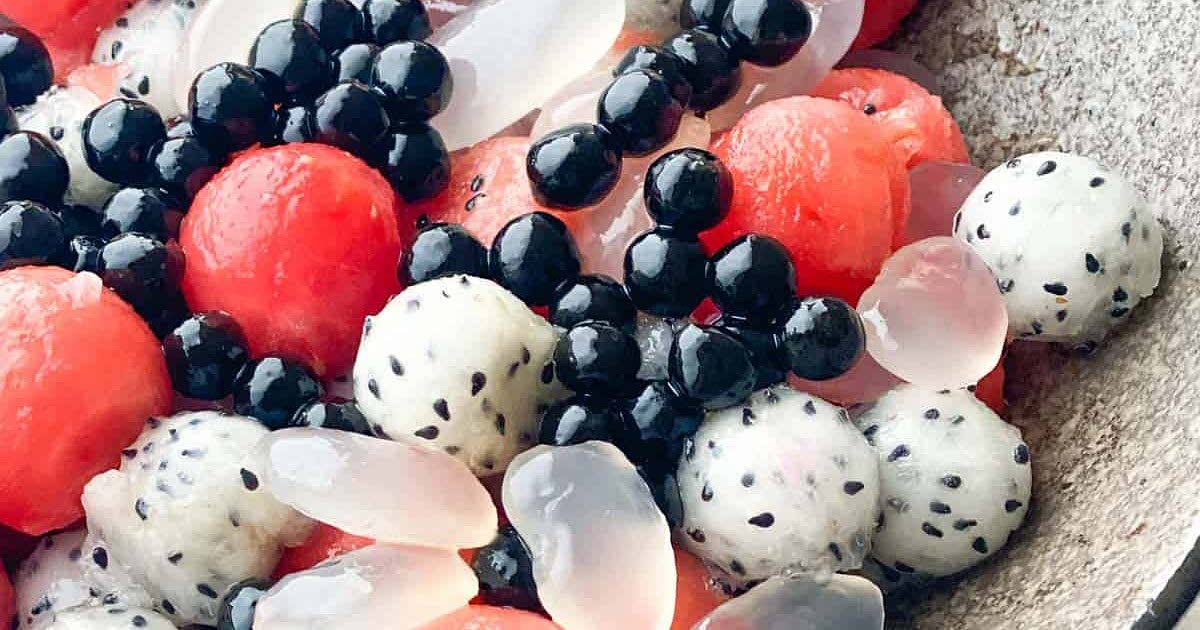 Watermelon Fruit Salad with Brown Sugar Boba Recipe — Samsung Food