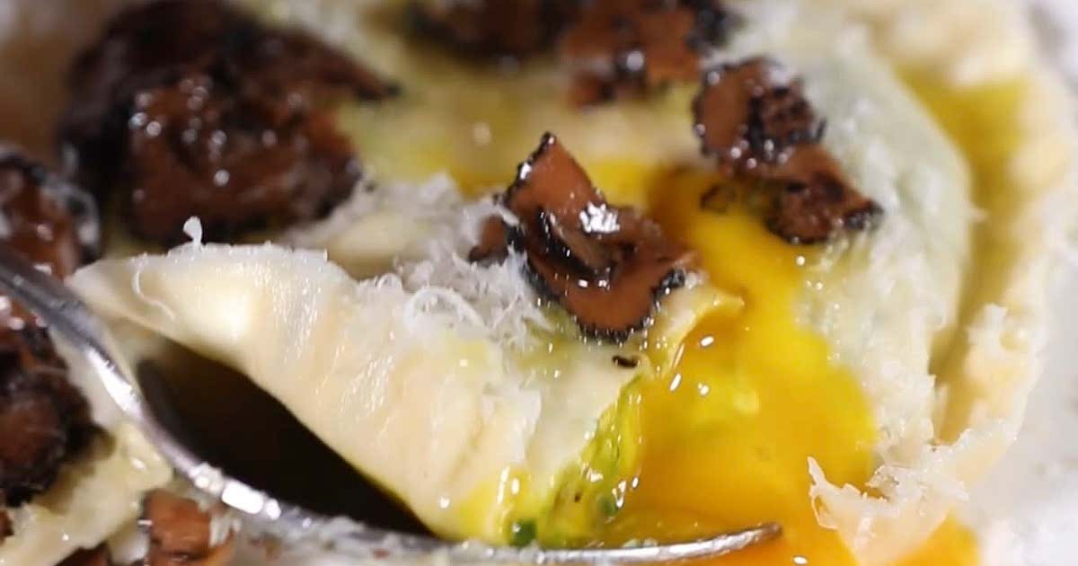 Ravioli EggYolk Truffle with a Spinach Ricotta and Parmigiano fill ...