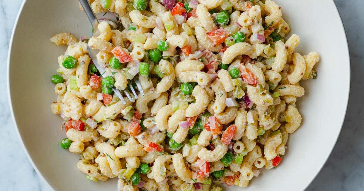 Mayo-Free Vegan Macaroni Salad with Peas Recipe - Samsung Food