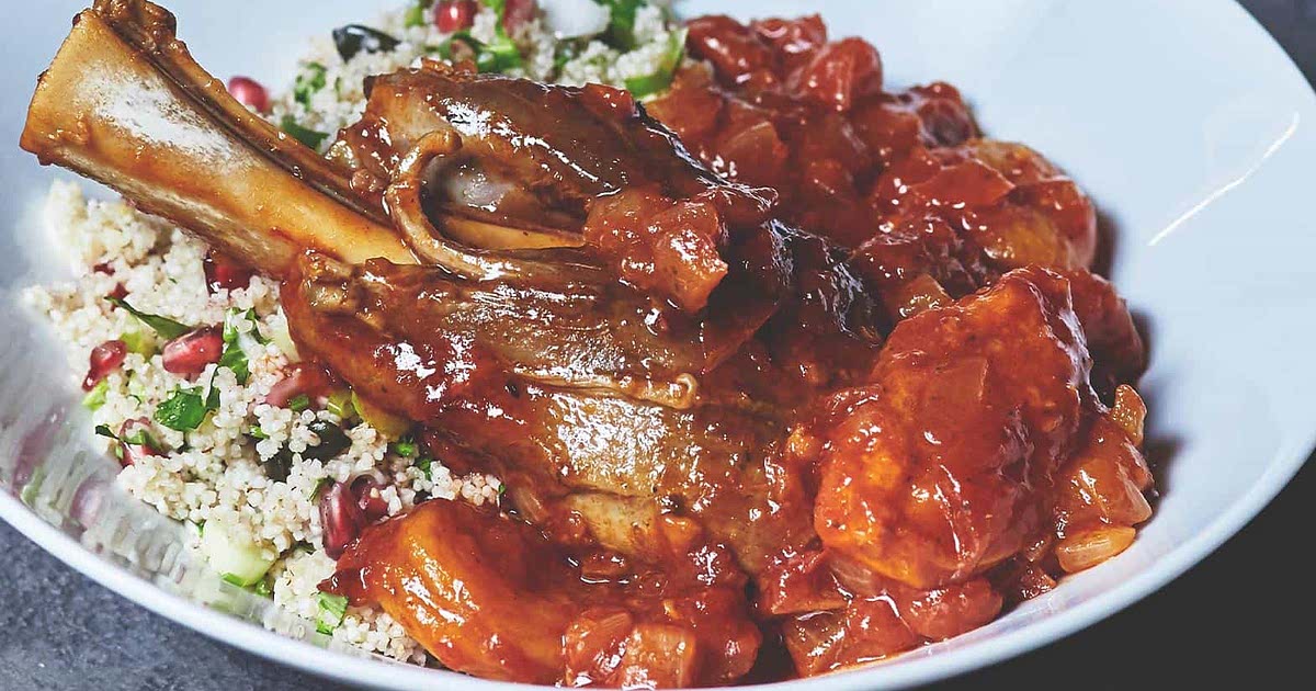 Belazu's Spiced Apricot Harissa Lamb Shanks With Jewelled Cous Cous ...
