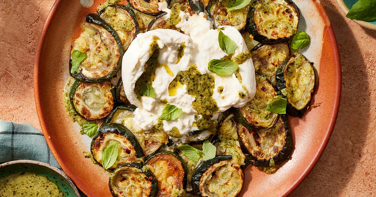 Smashed Zucchini with Pesto & Burrata Recipe — Samsung Food
