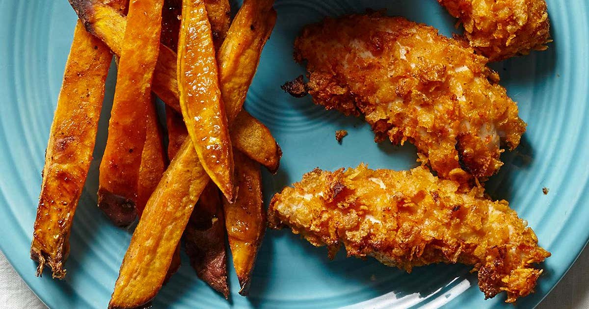 Breaded Chicken Strips and Sweet Potato Fries Recipe - Samsung Food