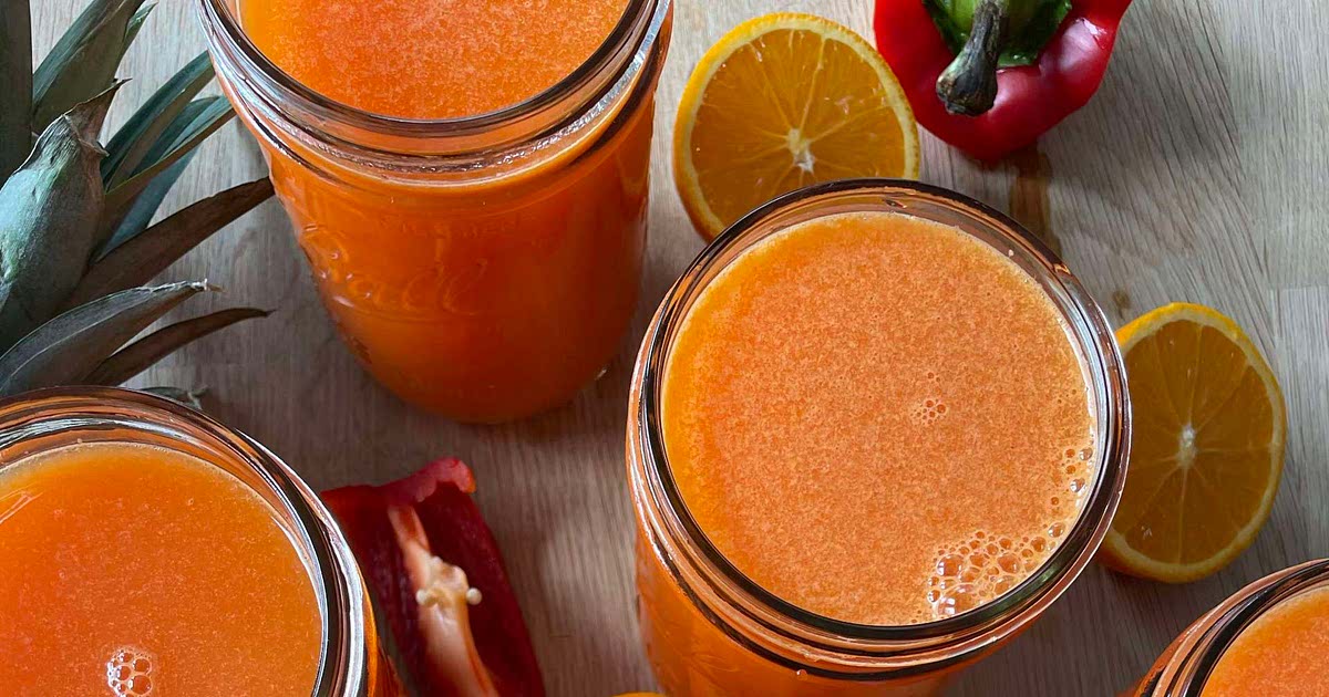 Pineapple orange carrot bell pepper juice Recipe - Samsung Food