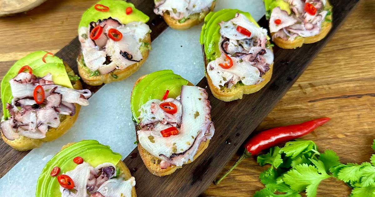 Herbed Garlic Butter Octopus and Avocado Ciabatta Toast Recipe ...