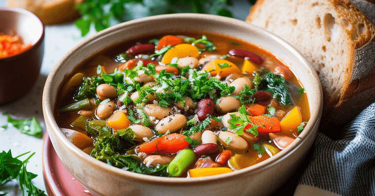 Hearty Vegetable and Bean Soup Recipe | Samsung Food App