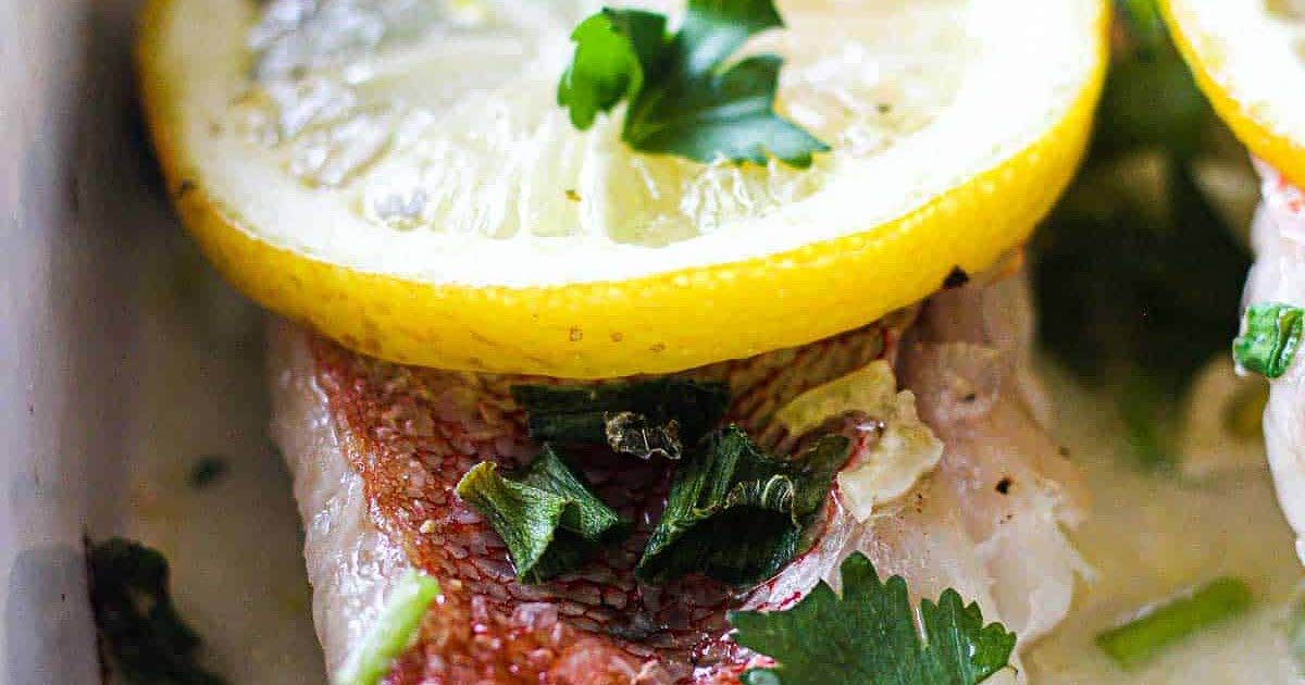 Baked ocean perch with lemon Recipe - Samsung Food