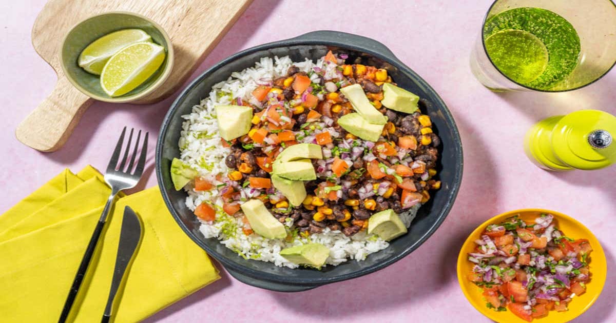 Chipotle Black Bean Burrito Bowl with avocado and pico de gallo Recipe ...