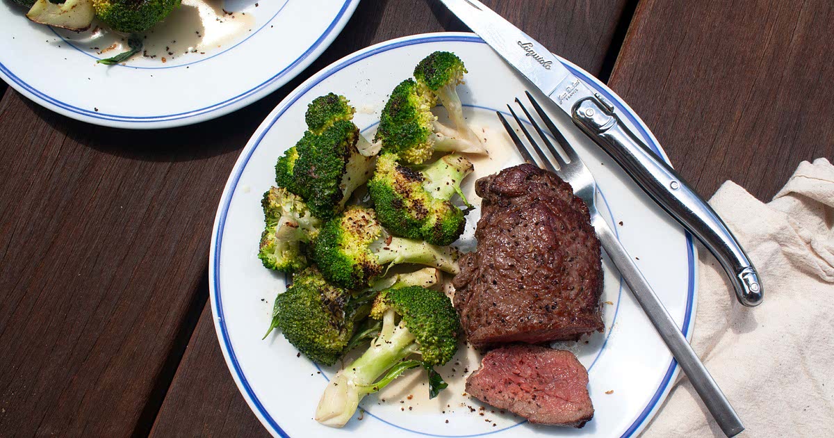 Seared Steak with Charred Broccoli and Basil Recipe - Samsung Food