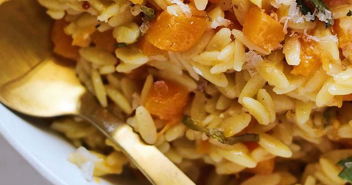 CHEESY BROWN BUTTER ORZO WITH BUTTERNUT SQUASH AND SAGE! details Recipe ...