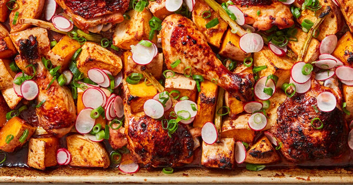 Sheet-Pan Gochujang Chicken and Roasted Vegetables Recipe — Samsung Food