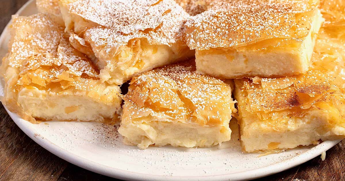Greek Bougatsa recipe (Custard Pie with Phyllo and ground Cinnamon ...