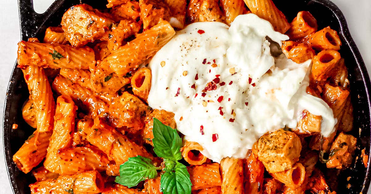 Spicy Rigatoni topped with Fresh Burrata Recipe — Samsung Food