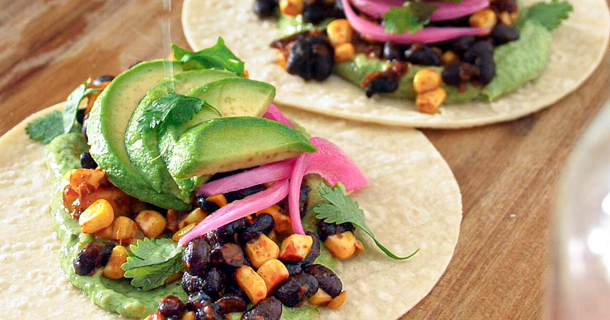 Tangy Black Bean Tacos with Avocado Cream Recipe — Samsung Food