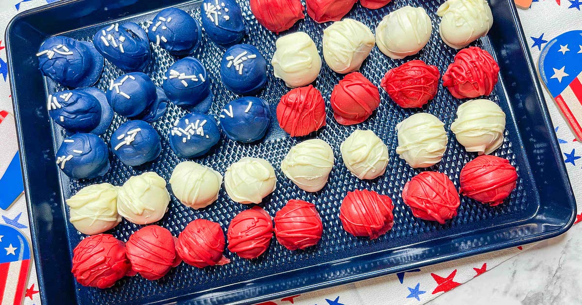 Red, white and blue Oreo Truffles Recipe | Samsung Food App