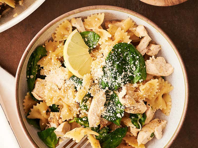 One Pan Lemon Chicken Bowtie Pasta Recipe - Samsung Food
