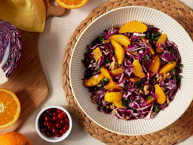 Red Cabbage Salad with Orange, Cranberries, and Walnuts Recipe ...