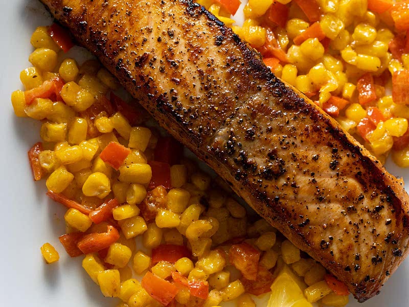 Creamed Corn with Pepper Salmon Recipe - Samsung Food