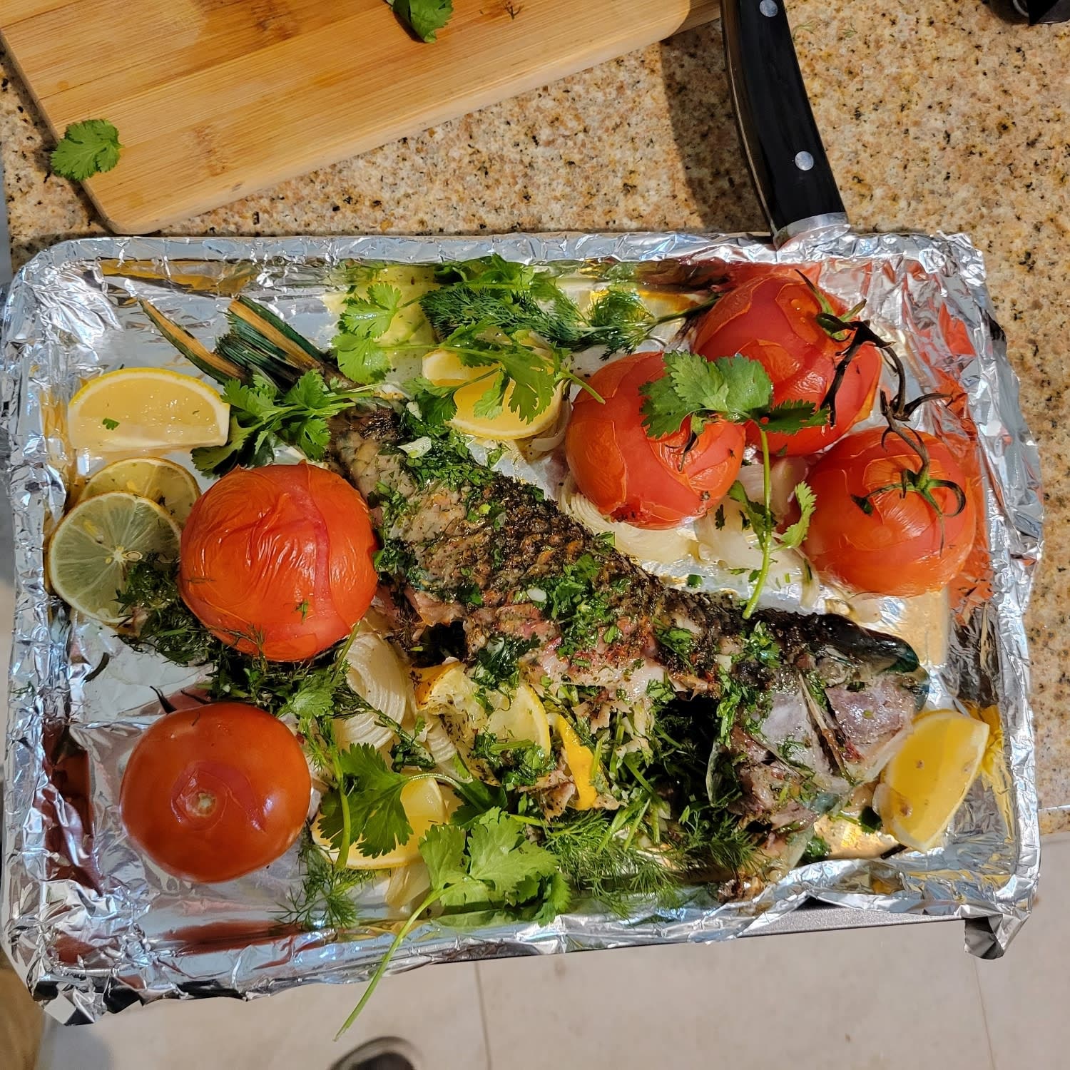 Whole Baked Fish – Herb-stuffed with Garlic & Dill Butter Sauce Recipe ...